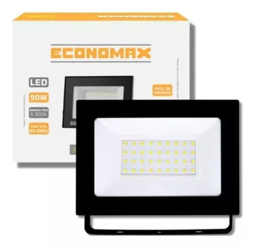 Refletor Led 50w Bivolt Branco Frio 6500k - Hafe